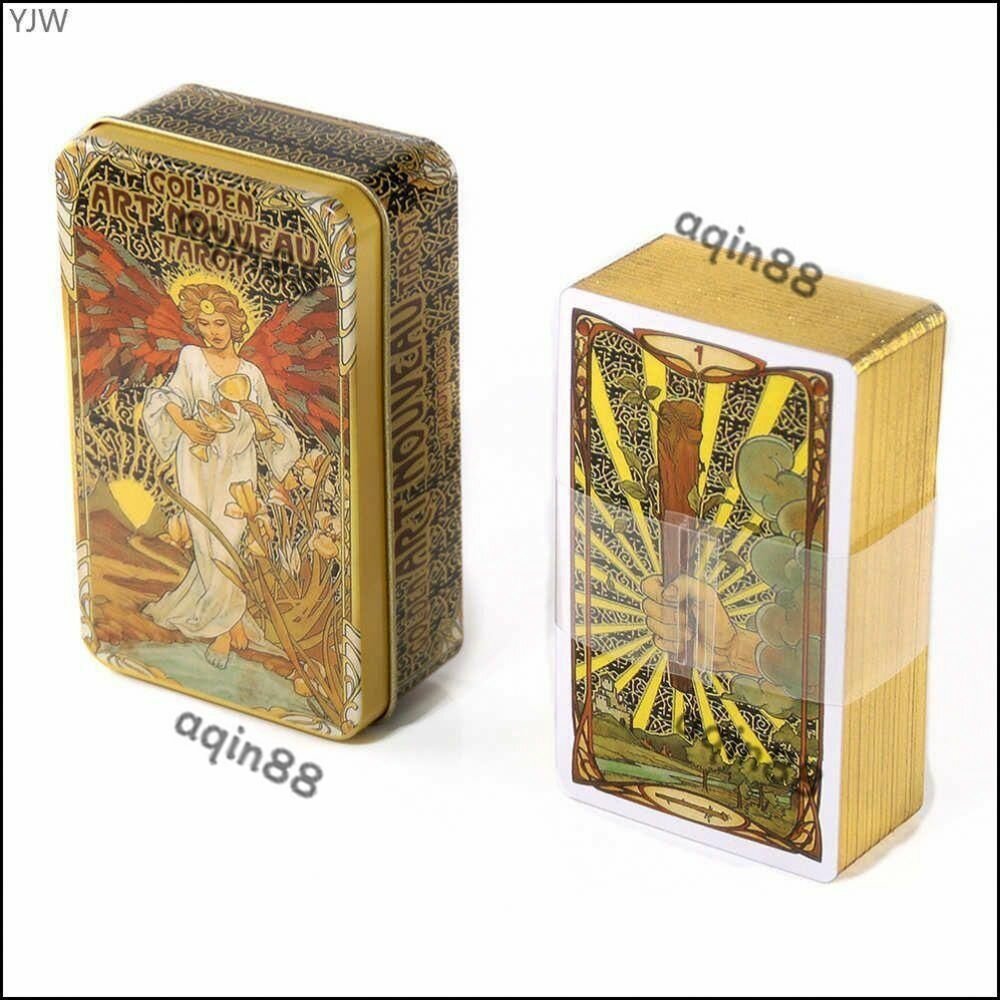 Карты Таро Золотое Уэйт Арт-Нуво в жестяной коробке Golden Art Nouveau Tarot 10.3*6см