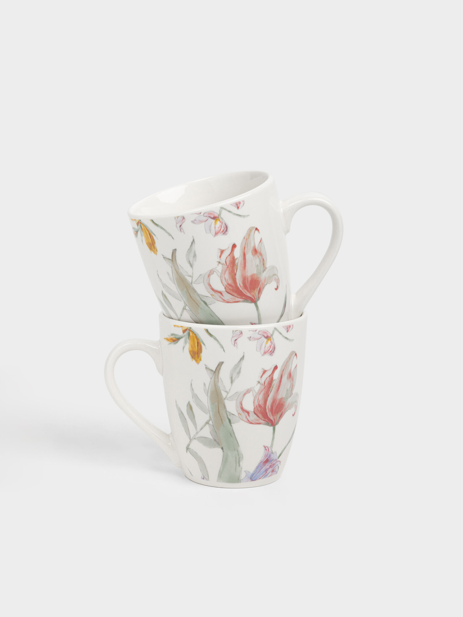 Кружка, 350 мл, 2 шт, фарфор P, белая, Пастельные цветы, Pastel flora, Kuchenland