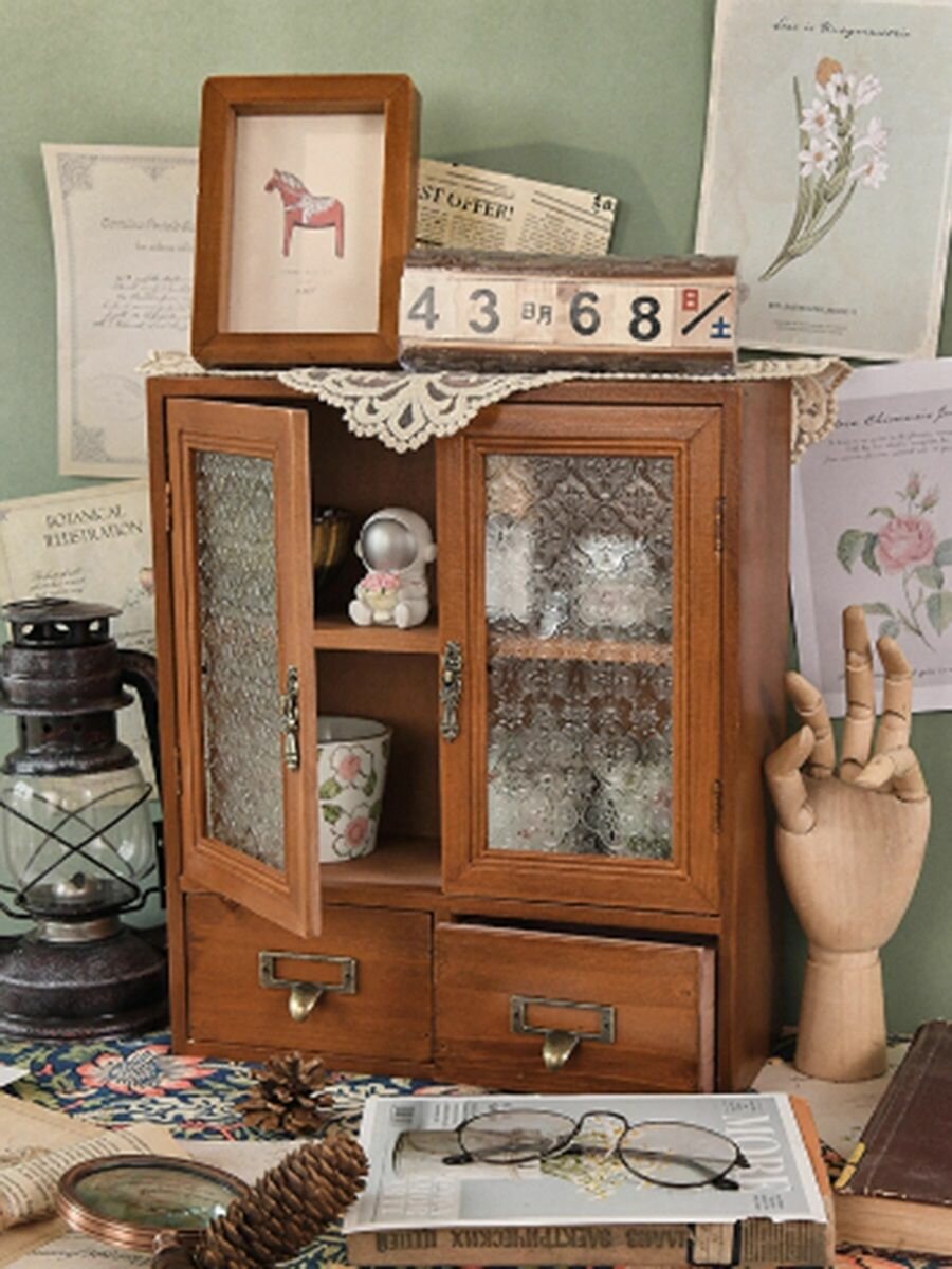 Шкаф-витрина, 2 ящ, Со стеклянной дверью 31x12x36 см