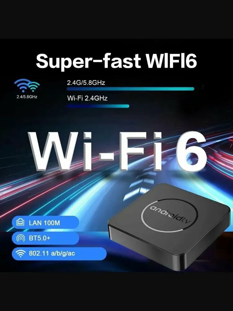 Смарт-приставка Q10 Android14 8K HDR10+ Allwinner H313 128G Dual Wifi BT5.0 с медиаплеером и голосовым помощником Google