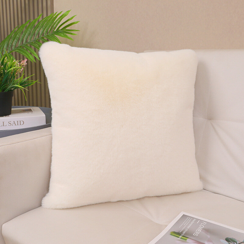 Подушка из кроличьего меха, квадратная подушка, декор для гостиной, мягкая подушка для дивана, подушка для окна, мягкий декор, подушка для спинки кровати, съемная и стираемая