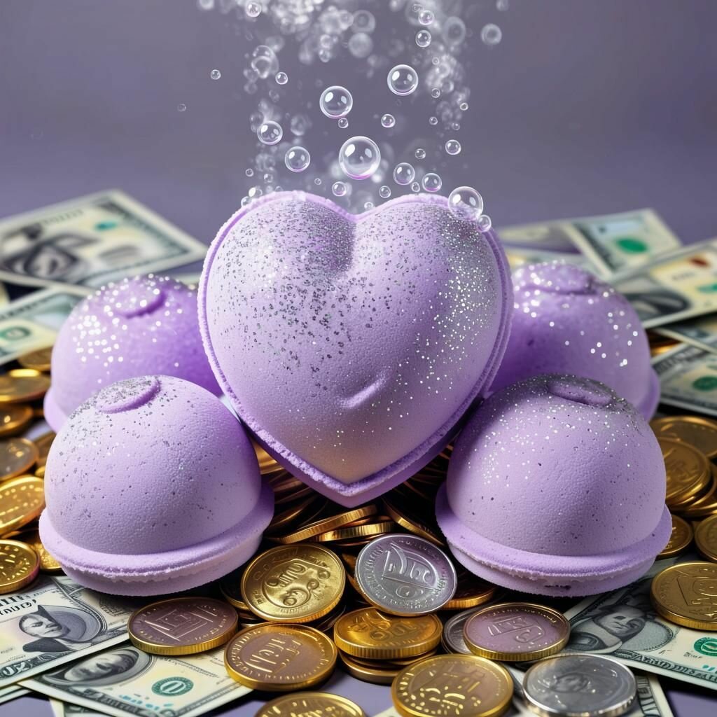 Денежные бомбочки для ванны "фиолетовое сердце"