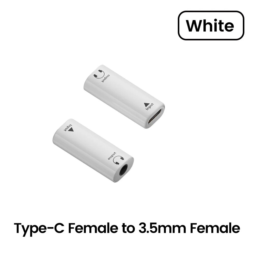 Адаптер для наушников типа C на 3,5 мм, USB C «папа» на 3,5 мм «мама», AUX аудиоадаптер для White