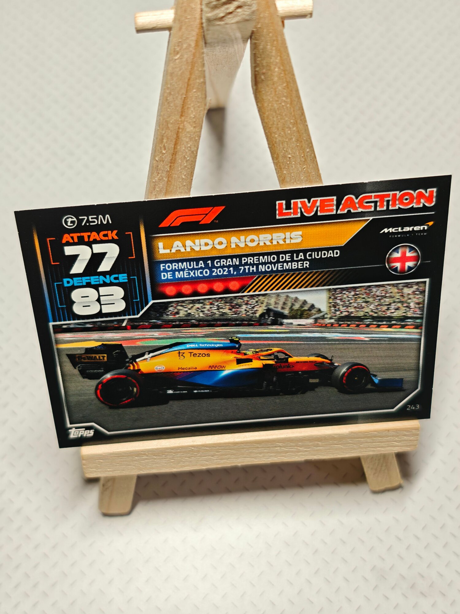 Коллекционная карточка Topps F1 Turbo ATTAX в горизонтальном стандартном формате