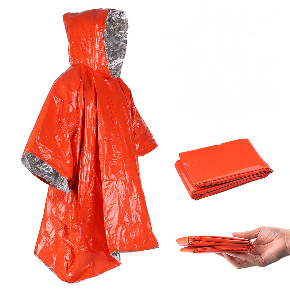 Дождевик-пончо, водонепроницаемое термоодеяло-пончо со светоотражающими боками для повышения видимости во время кемпинга и походов на открытом воздухе.
