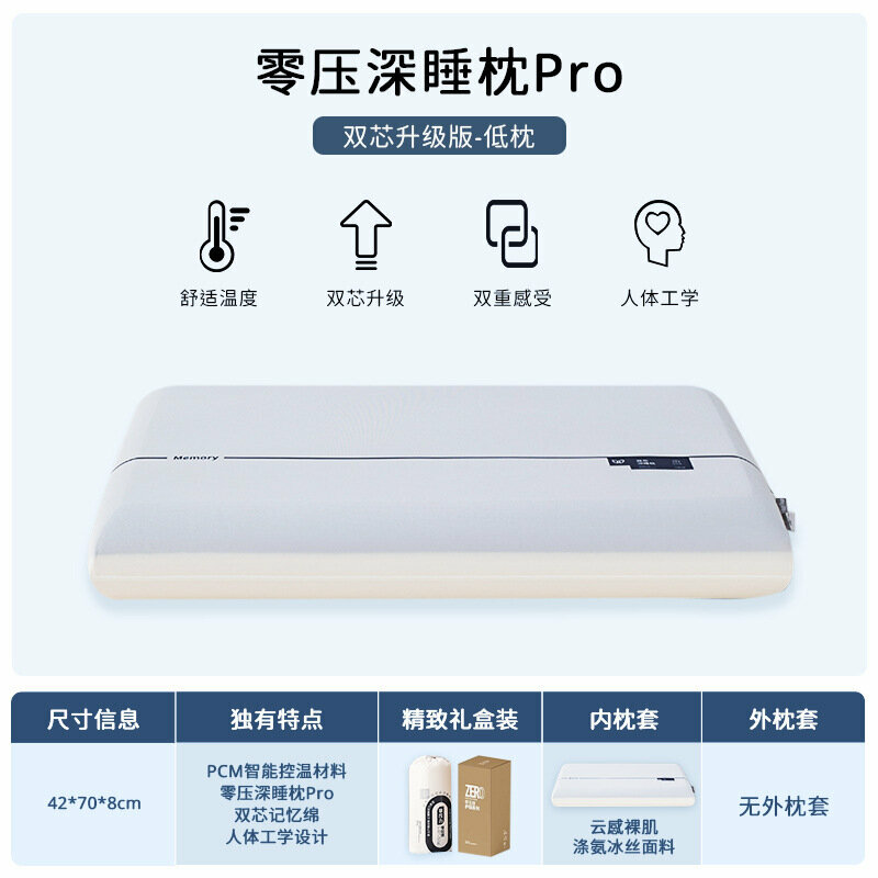 Подушка Deep Sleep Pro Hotel с ядром из пены с эффектом памяти, для бокового сна, поддержка шеи, помощь для сна, нулевое давление, медленное восстановление