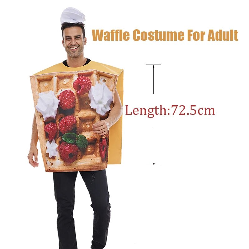 Унисекс, для женщин и мужчин, багета, Чили, кекс, тунец, круассаны, картофель, пицца, Пончик, маскарадный костюм для взрослых, костюм на Хэллоуин