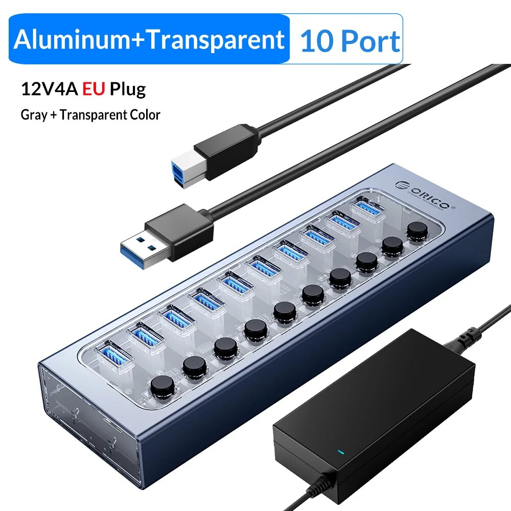 ORICO 10 Port USB 3.0 хаб с EU Plug