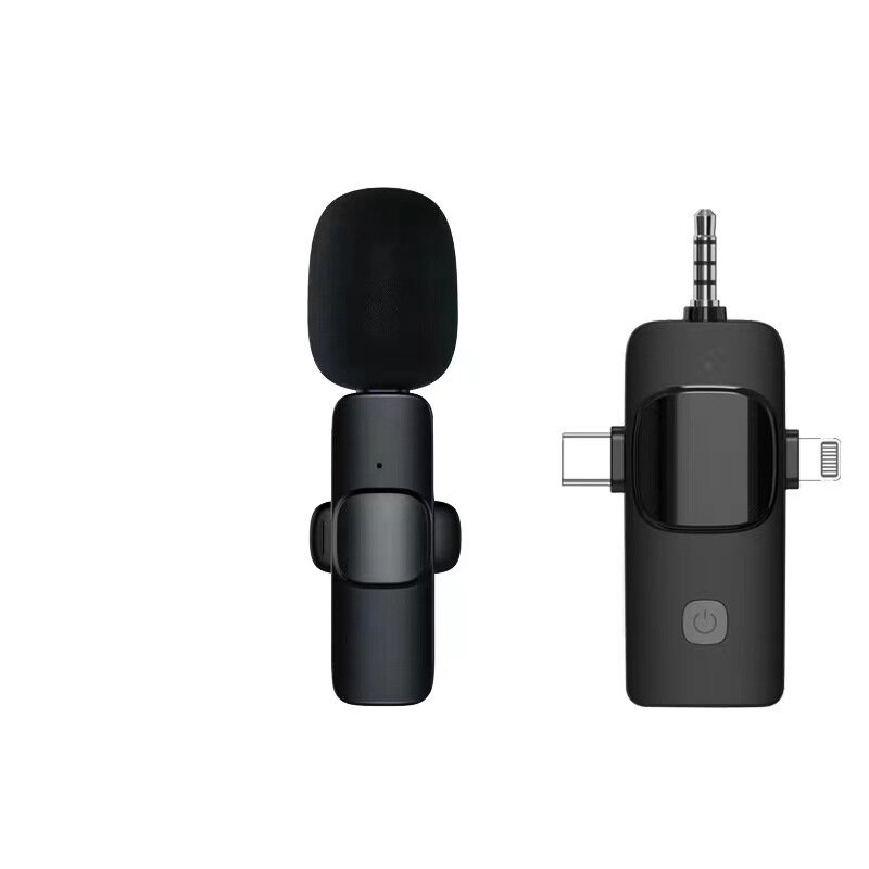 Микрофон K15 для мобильного стриминга с шумоподавлением, 2.4G беспроводной петличный микрофон для уличных интервью, 3-в-1 петличный микрофон