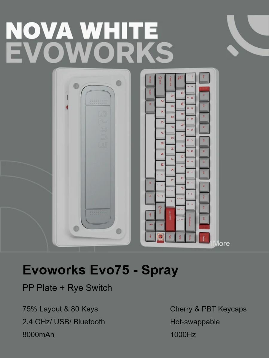Игровая клавиатура Evoworks Evo75, PP Plate + Rye Switch, QQZ, PEN TU BAI
