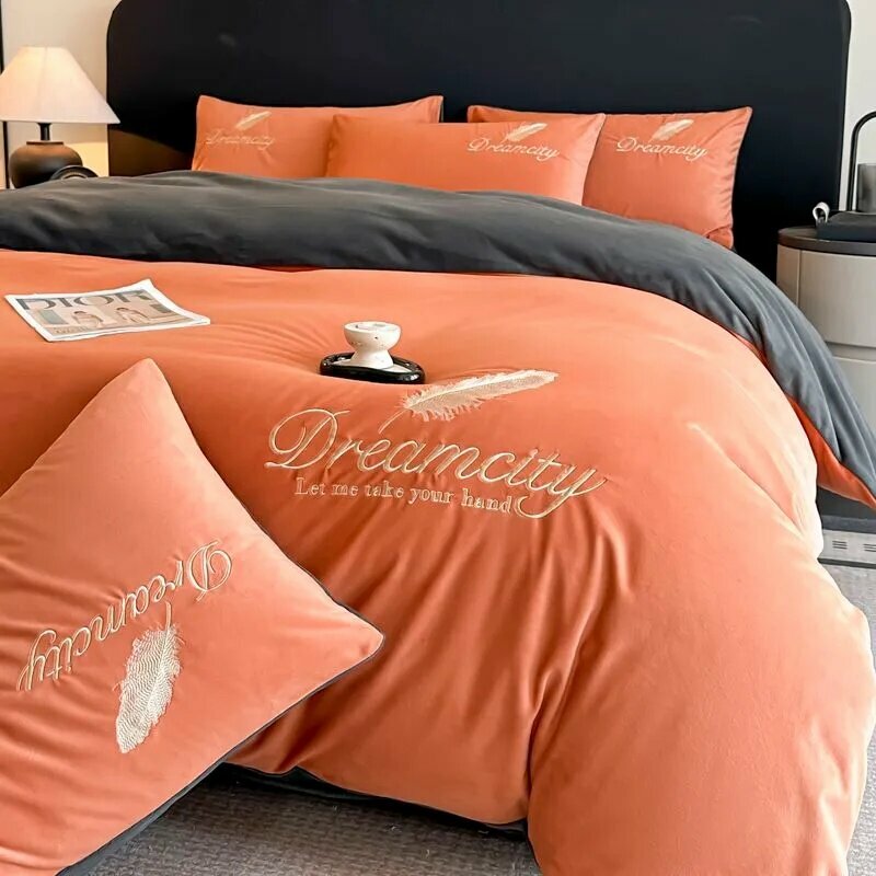 Комплект постельного белья, Фланель, Евро макси, наволочки 50x70