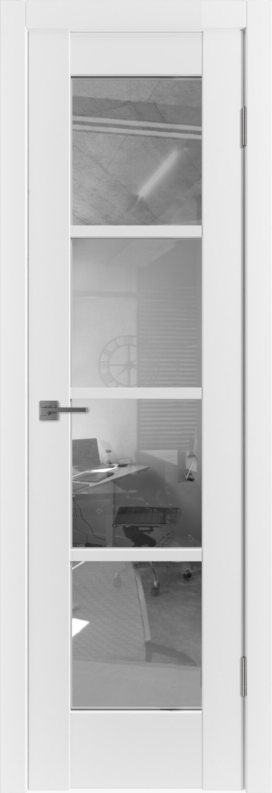 ЕР 1 Эмалекс белый Мираж (прозрачное стекло) 400*2000 (дверное полотно)