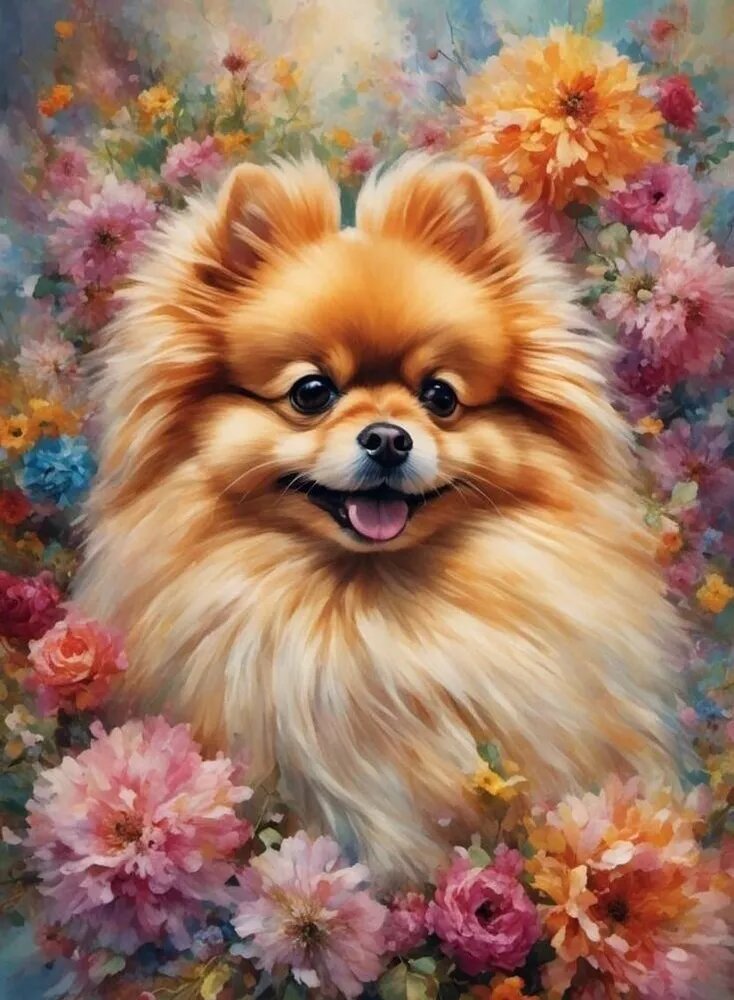 Алмазная Картина "Померанский Шпиц" 40х50 См Алмазная Вышивка / Картина Стразами Подарков