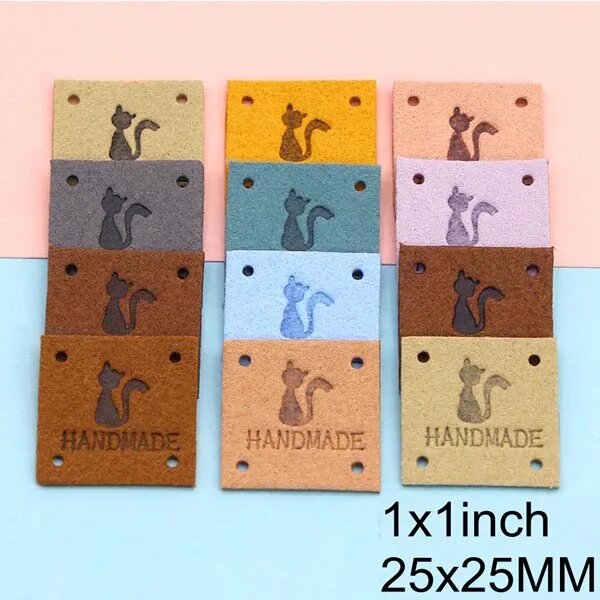 Кожаные квадратные этикетки для одежды 20 шт.