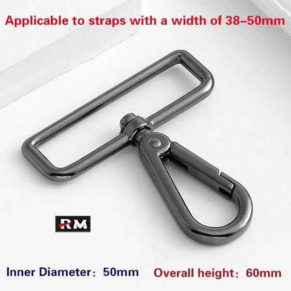 Карабины металлические для сумки, ремня, стропы, Внутренний диаметр 5,0 см, черный, 2 шт