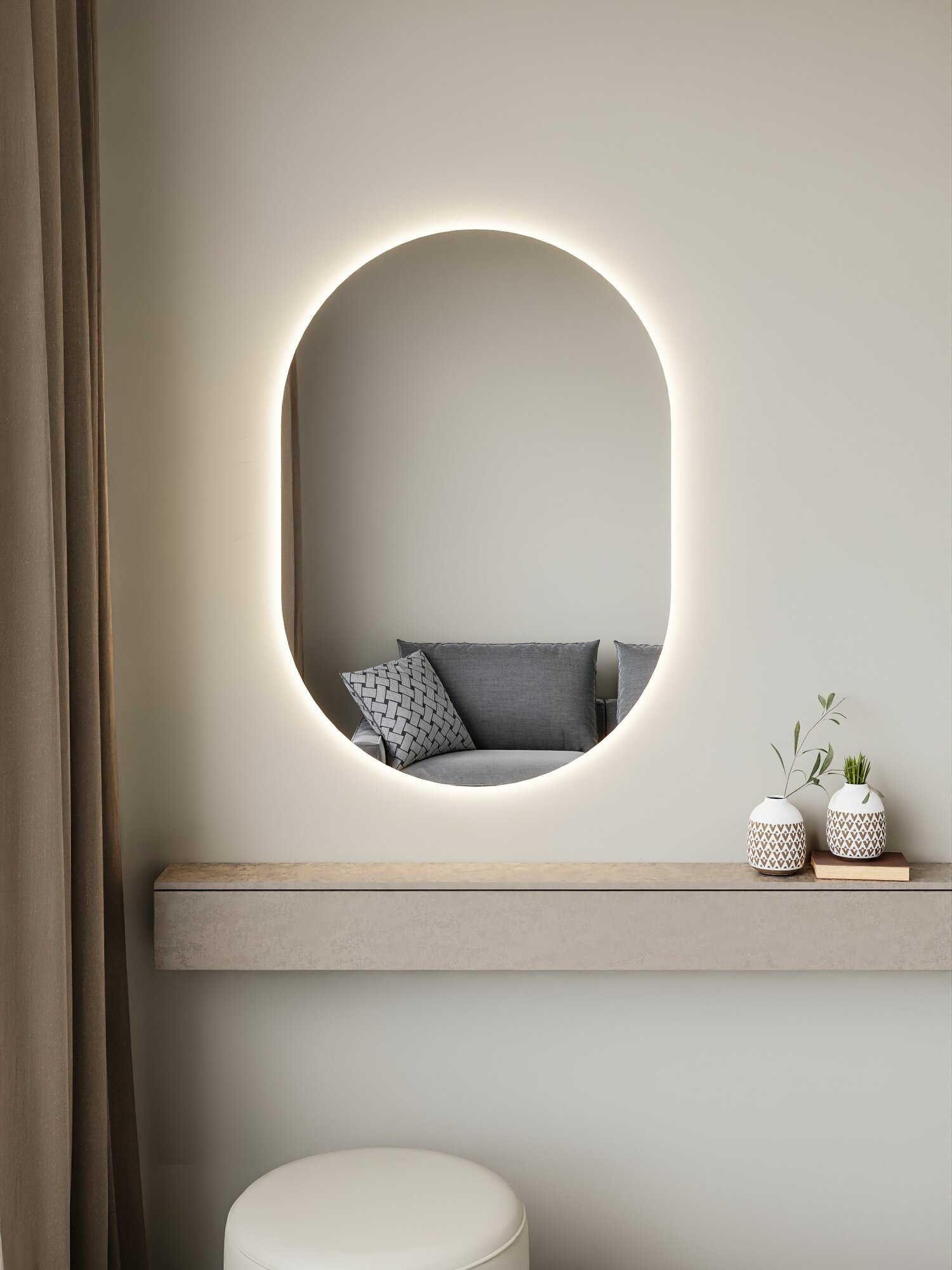 Зеркало настенное 100х70 см. BLX MIRROR М6 фигурное с подсветкой нейтральный свет 4500К