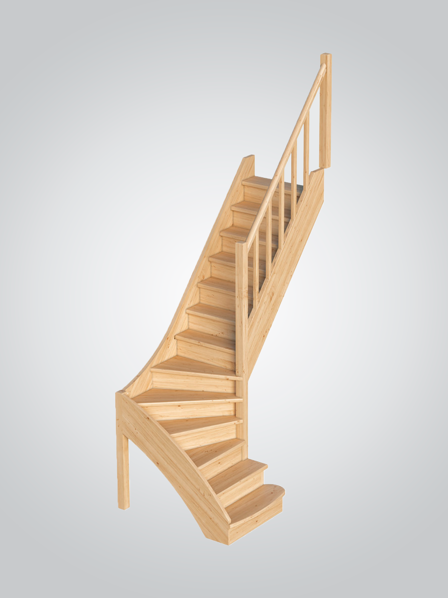 Лестница на второй этаж ЛС-07м/4 Правая с подступенками