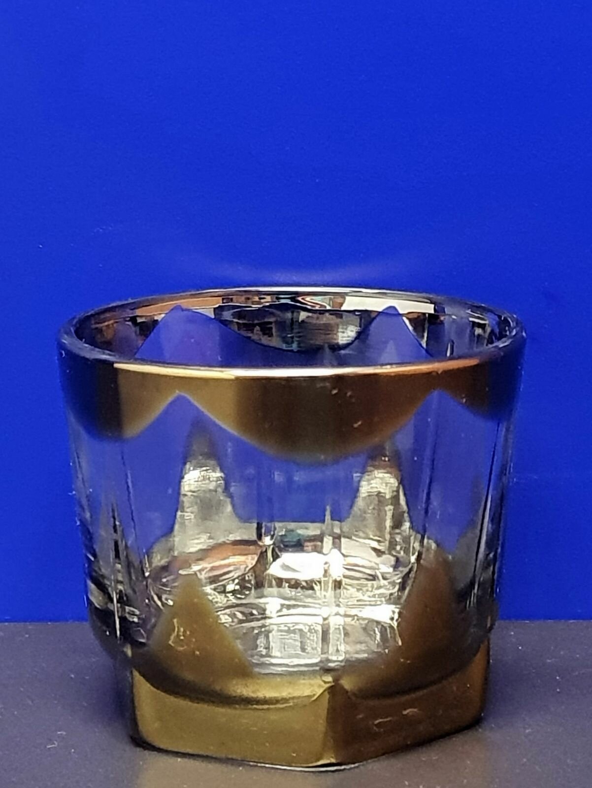 Бокал винтажный на граненом основании, золочение, 100 мл, СССР 70-80 гг