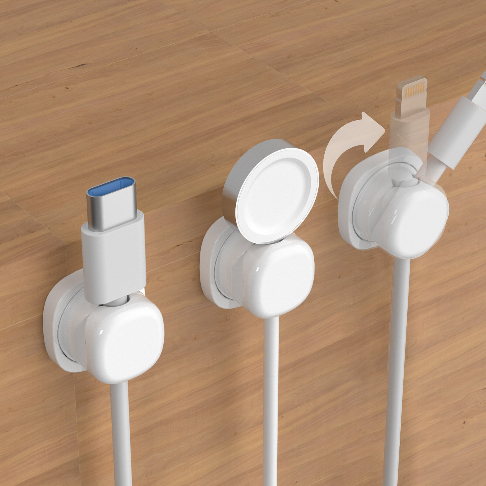 Вращающийся держатель для кабелей с пружиной для зарядных кабелей мобильных телефонов, кабелей для наушников, сетевых кабелей, силовых кабелей и органайзера для кабелей