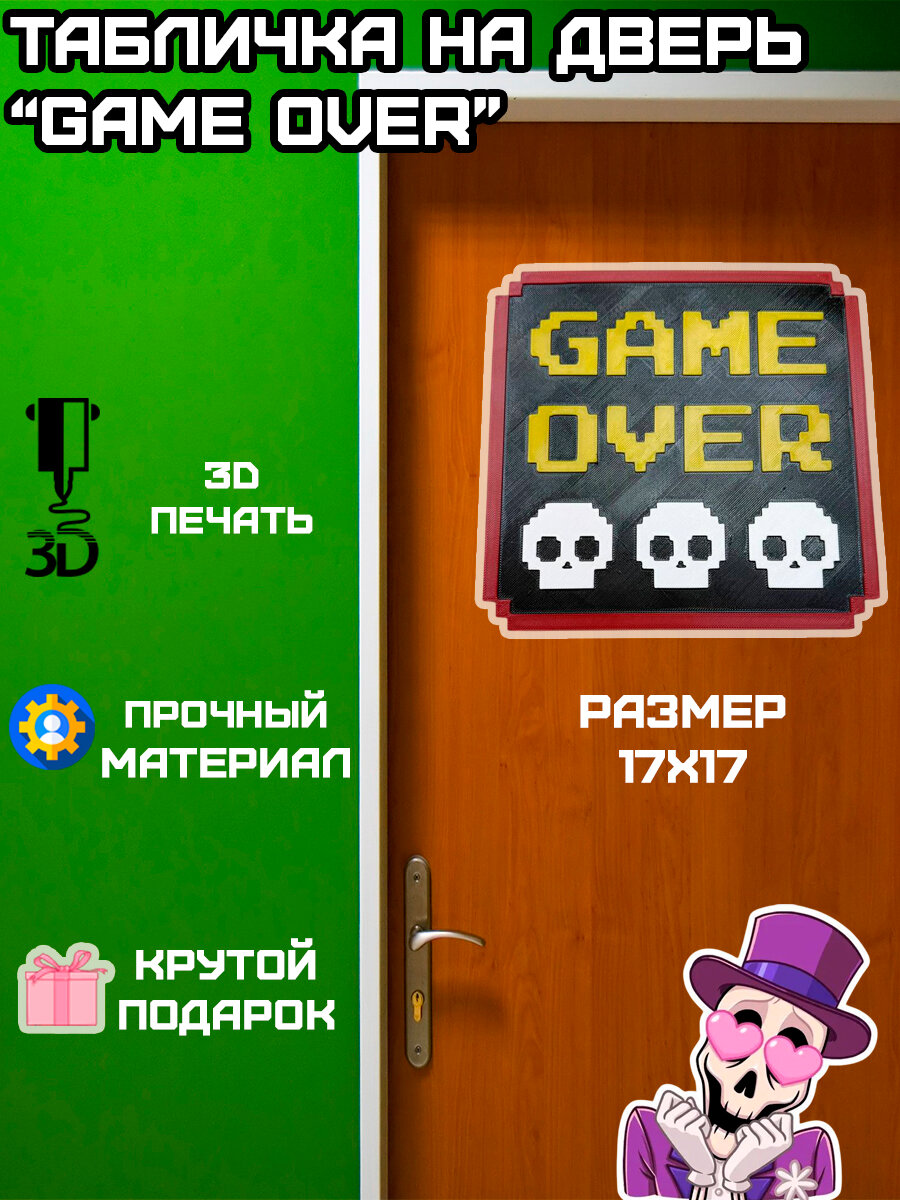 Табличка на дверь (GAME OVER ) желтая