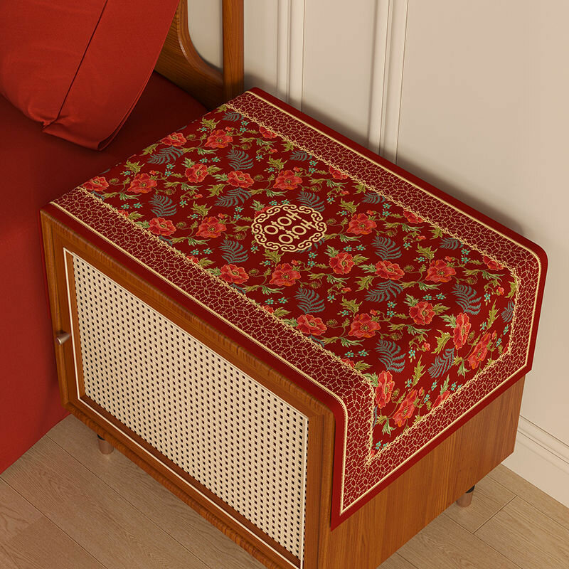 Горячая продажа новой китайской стилистики, чехол для прикроватной тумбочки, свадебный красный праздничный чехол, радостные слова, чехол от пыли, полотенце