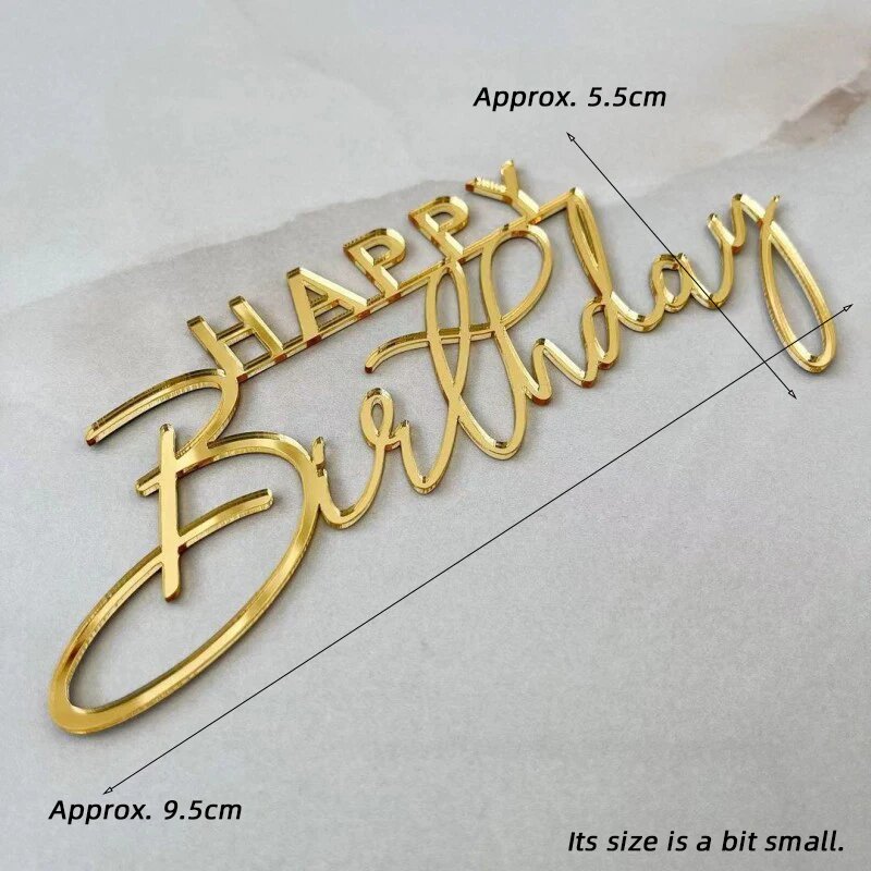 Золотой топпер "Happy Birthday", 9.5см, 5pcs, HB9