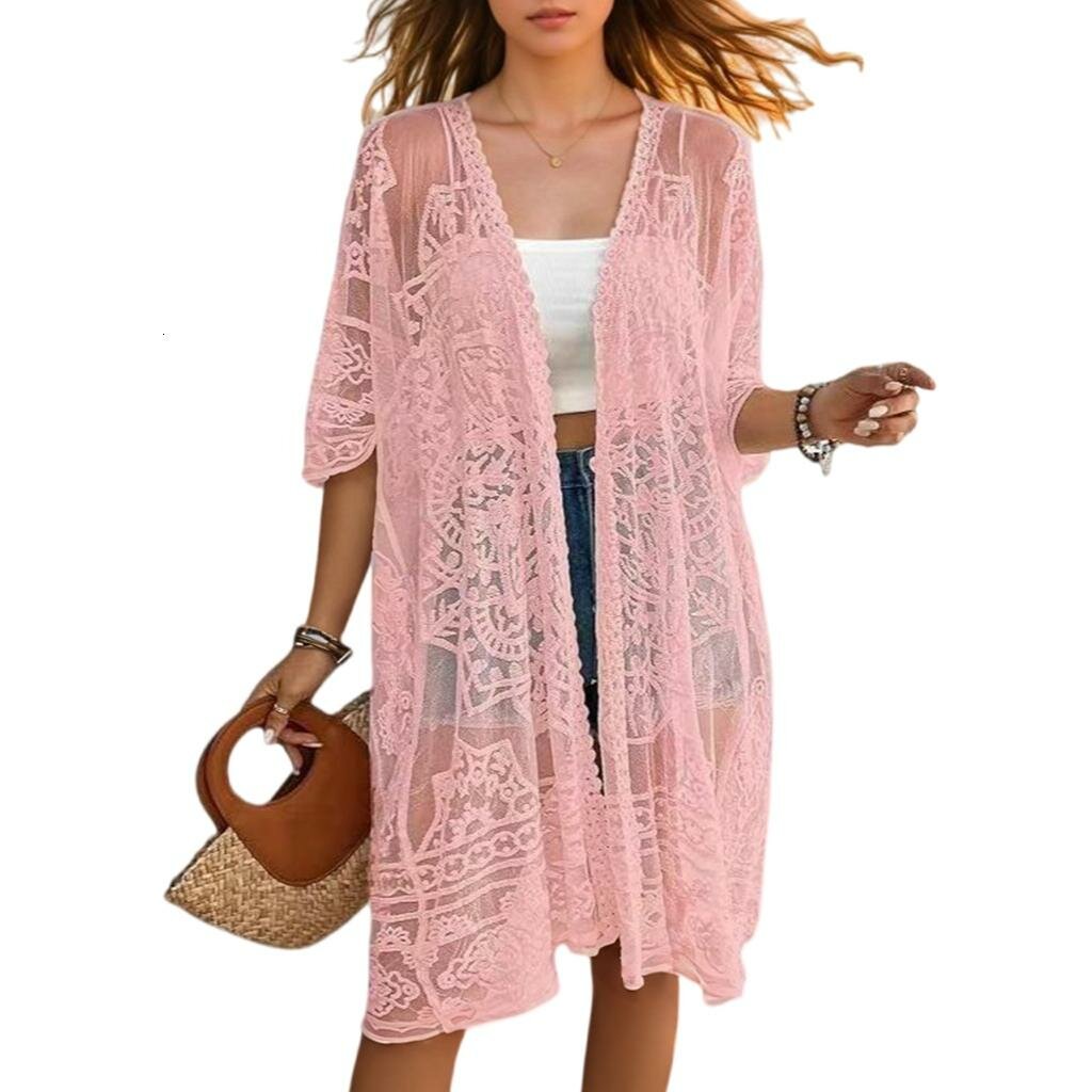 Женский пляжный кимоно, Розовый