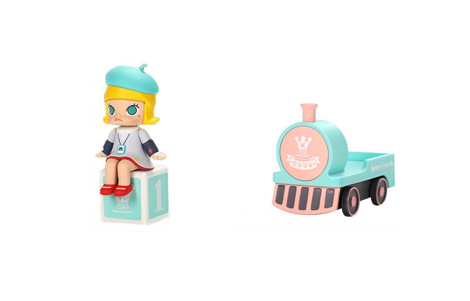Коллекционная фигурка унисекс POP MART Molly Happy Train Big Party, Confirmed-Little Painter+Green Engine (Open)