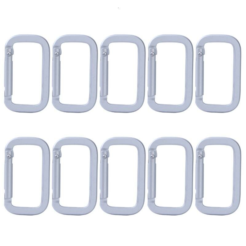 Прямоугольный пружинный карабин из алюминиевого сплава, 10 шт, Белый