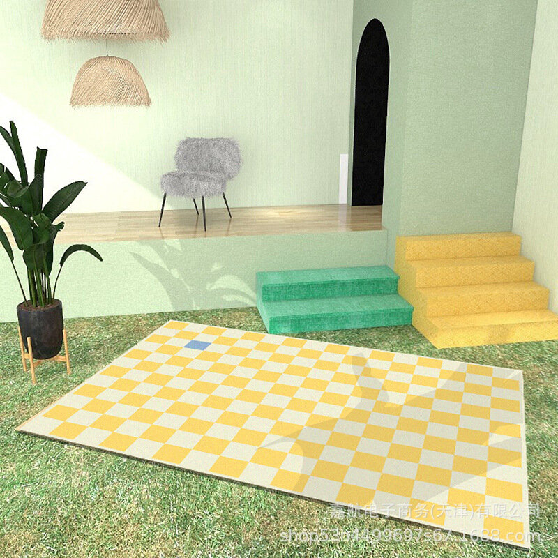 ⭐Современный простой ковер с имитацией кашемира в клетку для гостиной и кабинета, легко чистящийся коврик для пола, устойчивый к грязи коврик для спальни⭐