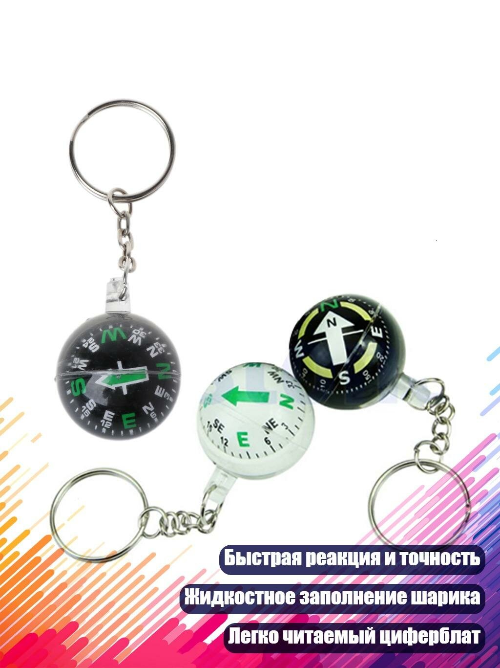 Мини-компас кнопка 20 мм для туризма, Черный