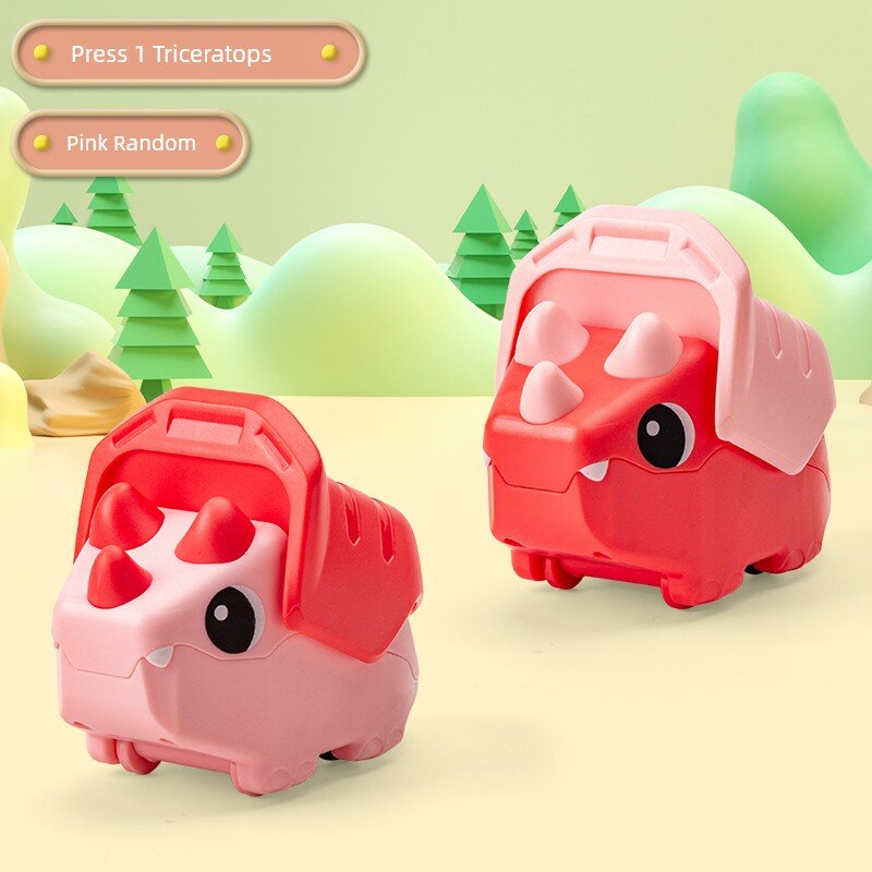 Игрушечная машинка-динозавр с нажимным механизмом: розовый цвет для малышей