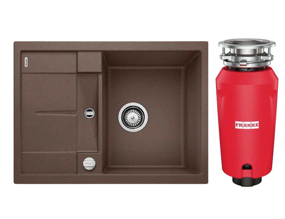 Комплект Мойка Blanco Metra 45S Compact 519581 68x50, кофе, искусственный гранит / Измельчитель Franke 134.0715.098 механический