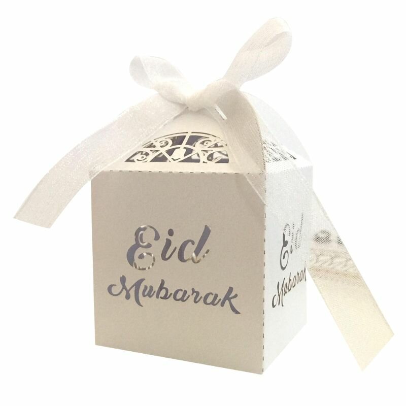 1 набор из 100 штук, пустотелая коробка конфет Священного для мусульман месяца Рамадан-белый