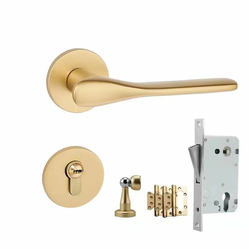 Золотой дверной замок для внутренней спальни, набор дверных замков в американском стиле, магнитный бесшумный дверной замок, ручка для деревянной двери
