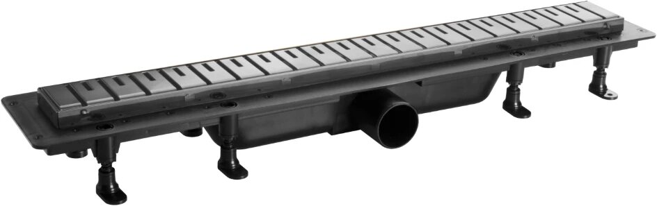Душевой трап (лоток) PlastBrno Design 2 SZH875M 74,4 см, с решеткой, перфорированный, оружейная сталь матовый