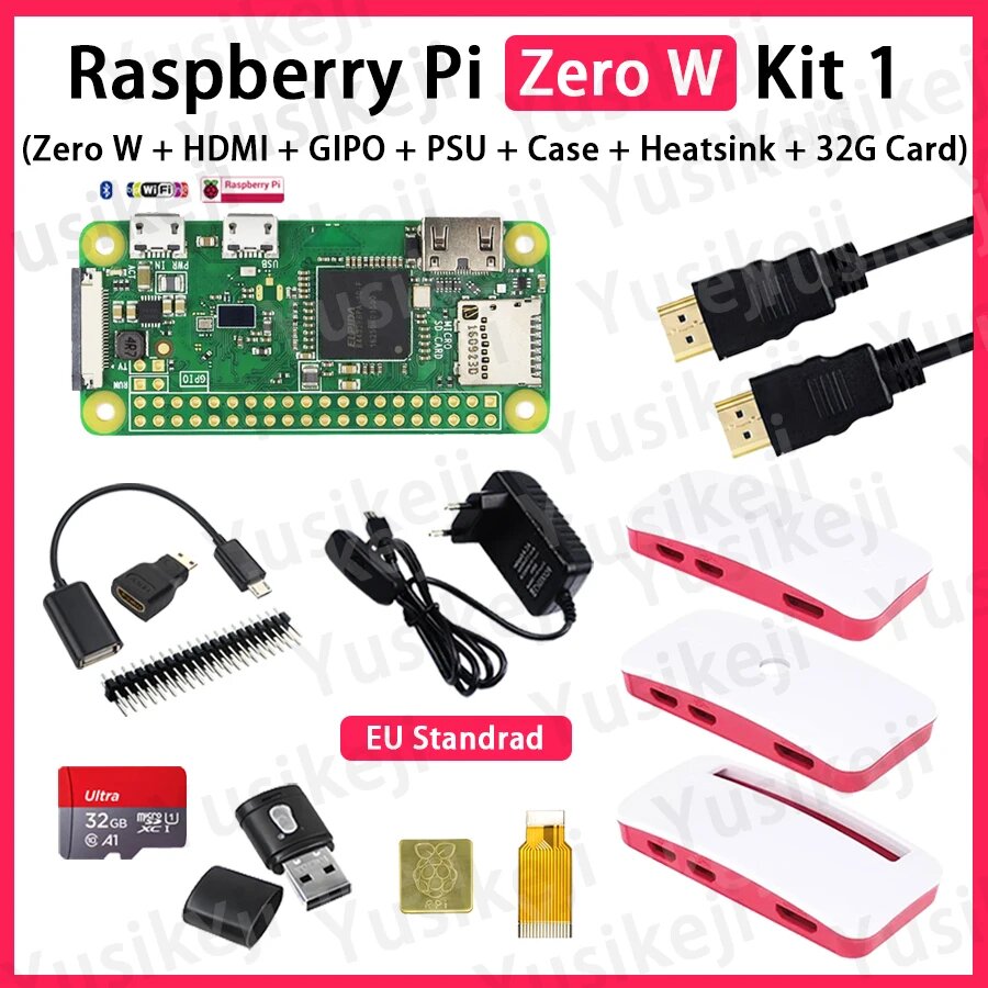 Raspberry Pi Zero W Kit 1 EU, Zero W-Solder