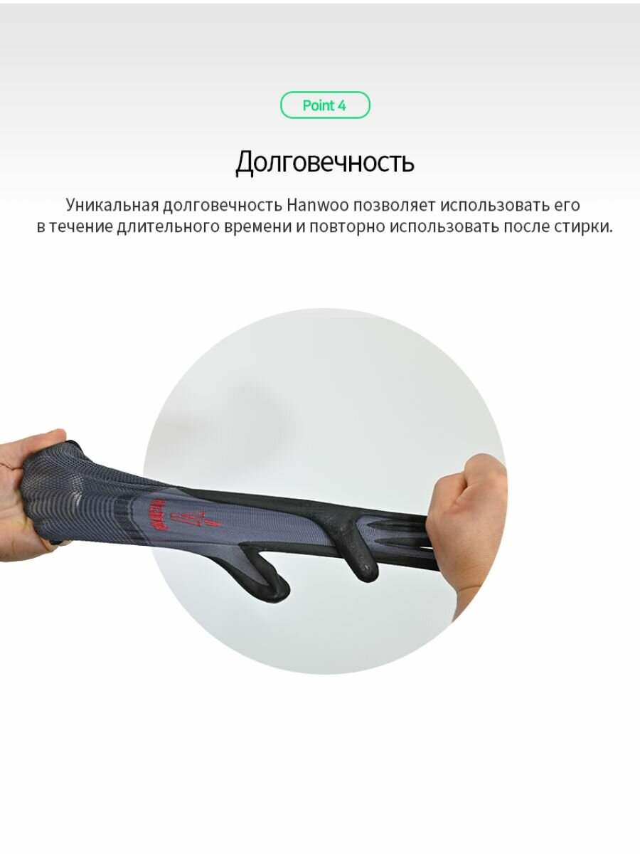 Перчатки рабочие корейские Hanwoo HIT GRIP 100, со вспененным нитриловым покрытием. Стройка / Ремонт / Сад, Перчатки рабочие мужские строительные с обливом, 3 пар, размер 7-11