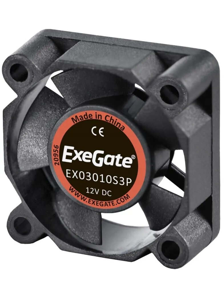 Вентилятор Exegate EX03010S3P EX281210RUS Вентилятор ExeGate EX03010S3P, 30x30x10 мм, подшипник скольжения, 3pin, 9000rpm, 26dBAA