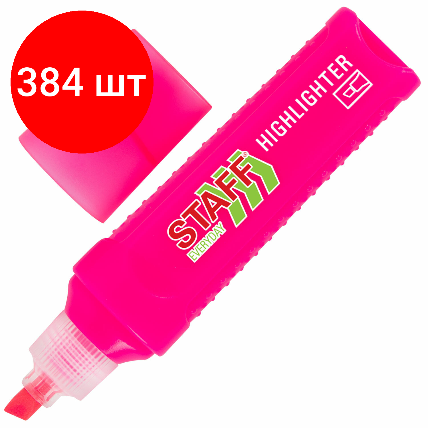Комплект 384 шт, Текстовыделитель STAFF "EVERYDAY HL-707", розовый, линия 1-5 мм, скошенный наконечник, 152544