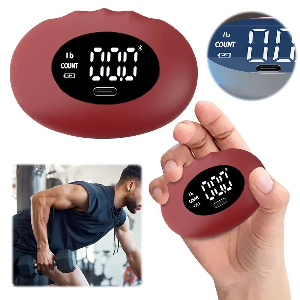 Эспандер кистевой электронный, 1 шт, 180 кг, красный, для силовой тренировки, щипцы