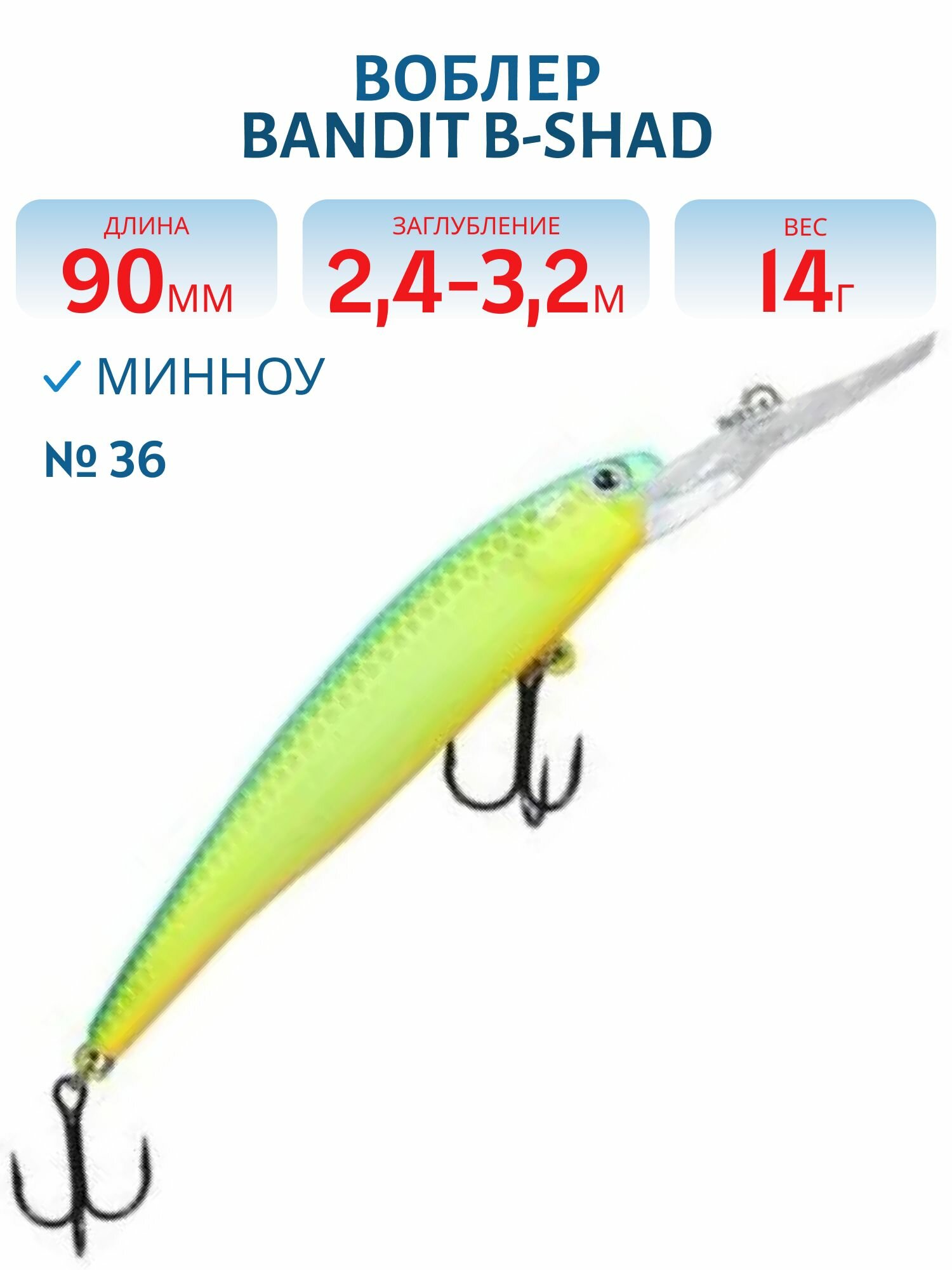 Воблер BANDIT B-SHAD, 14 гр, цвет 36