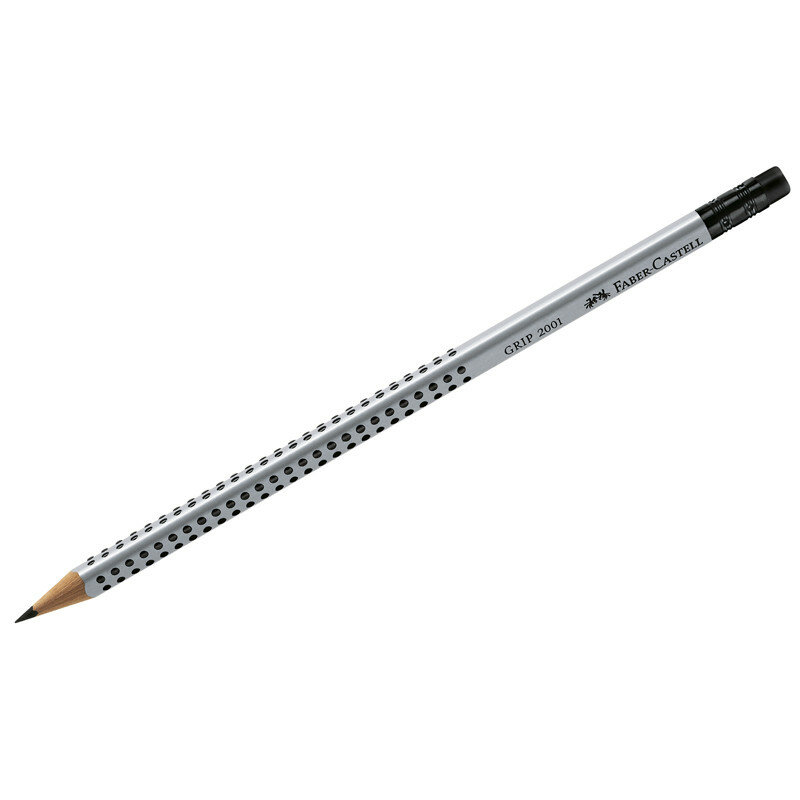 Карандаш ч/г Faber-Castell "Grip 2001" В, трехгранный, с ластиком, заточен, 286154