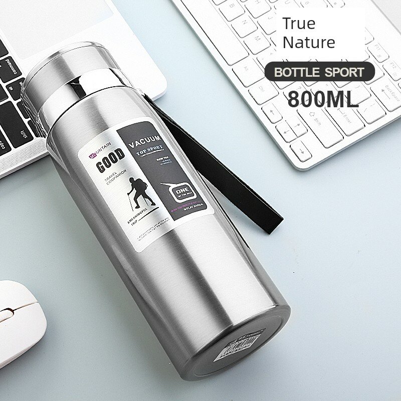 800 мл термос-кружка из нержавеющей стали, стальной цвет для деловых встреч и активного отдыха