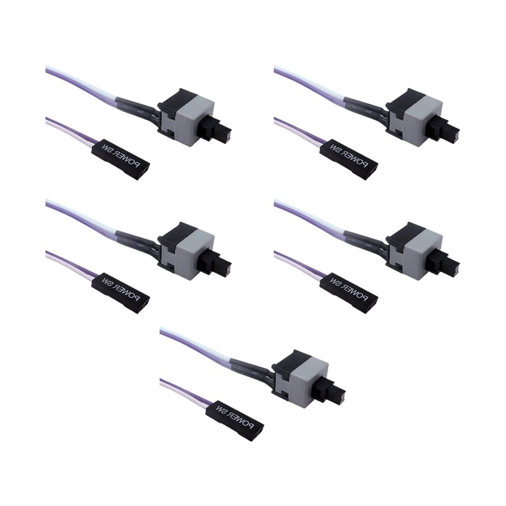 5 кнопок включения питания длиной 0,5 метра, кабель главного переключателя настольного компьютера на корпусе, кабель перезапуска-фиолетовый и белый