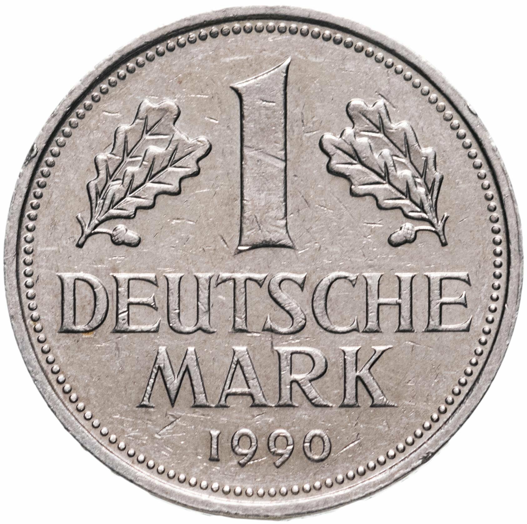 Германия 1 марка 1990, знак монетного двора: "D" - Мюнхен, Мельхиор медь-никель, в сохранности XF