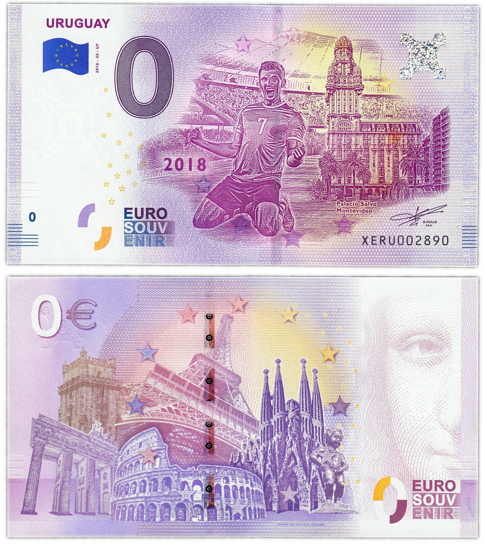 0 евро 2018 года - Чемпионат мира по футболу Страна - Уругвай UNC