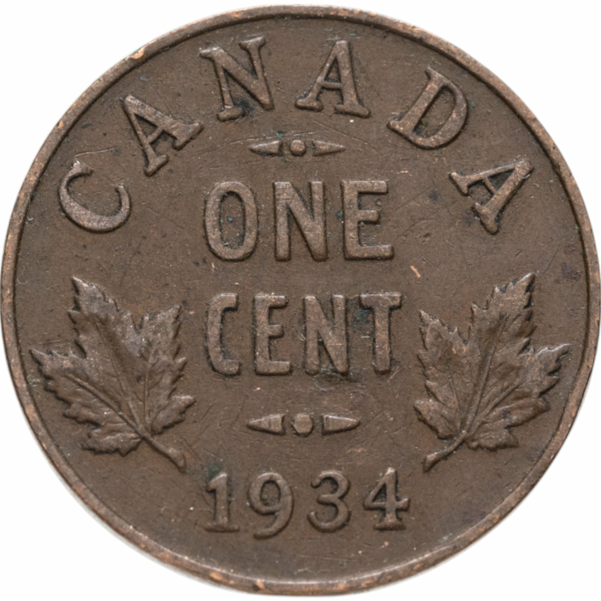 Канада 1 цент cent 1934, Бронза, в сохранности XF