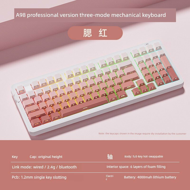 Механическая беспроводная клавиатура Daryou A98 Professional Edition с боковой гравировкой, настраиваемая, RGB, с