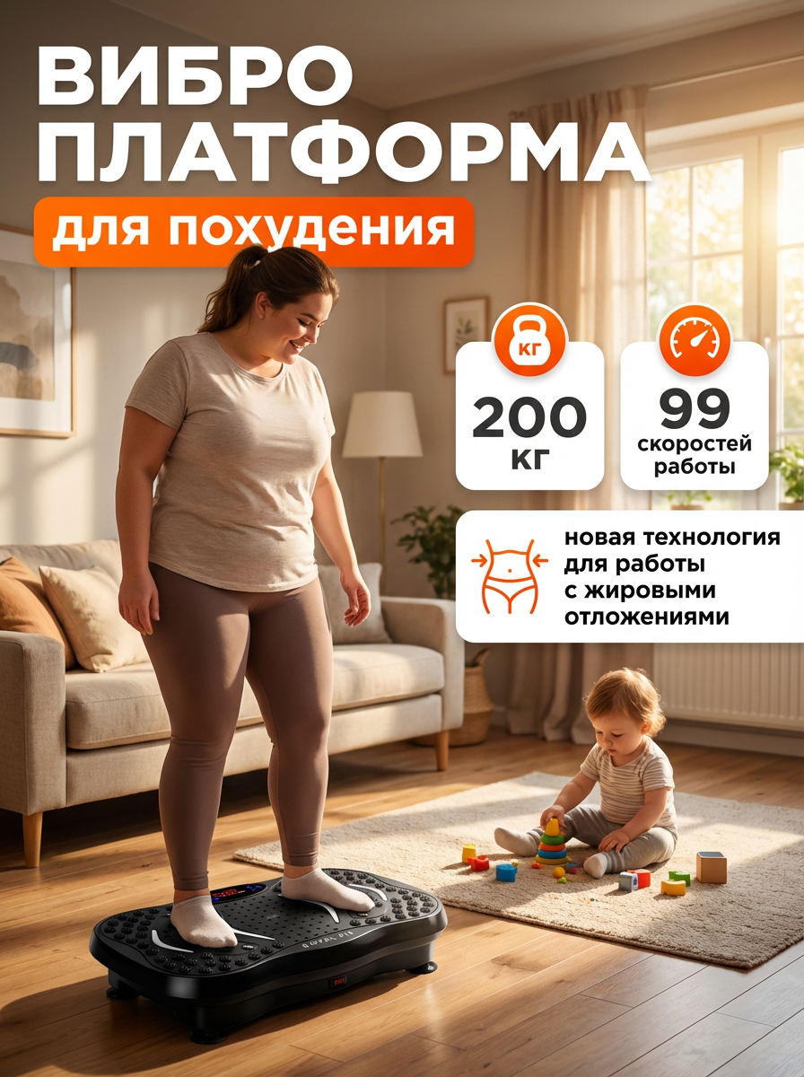 Виброплатформа для похудения тренажер до 200 кг С блютуз，регулировка амплитуды, 49 программ